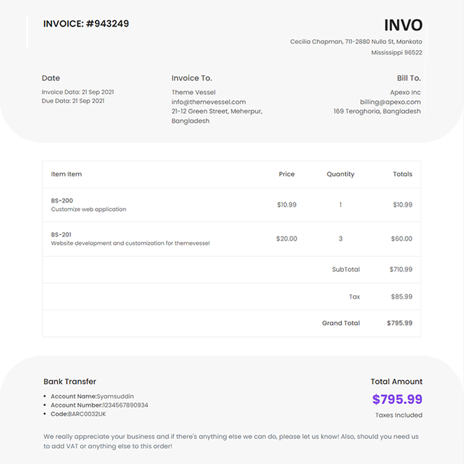 INVO - Invoice Generator Template